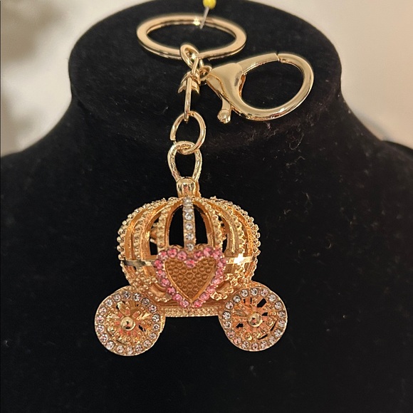 no brand | Accessories | Gold And Pink Carriage Keychain | Poshmark